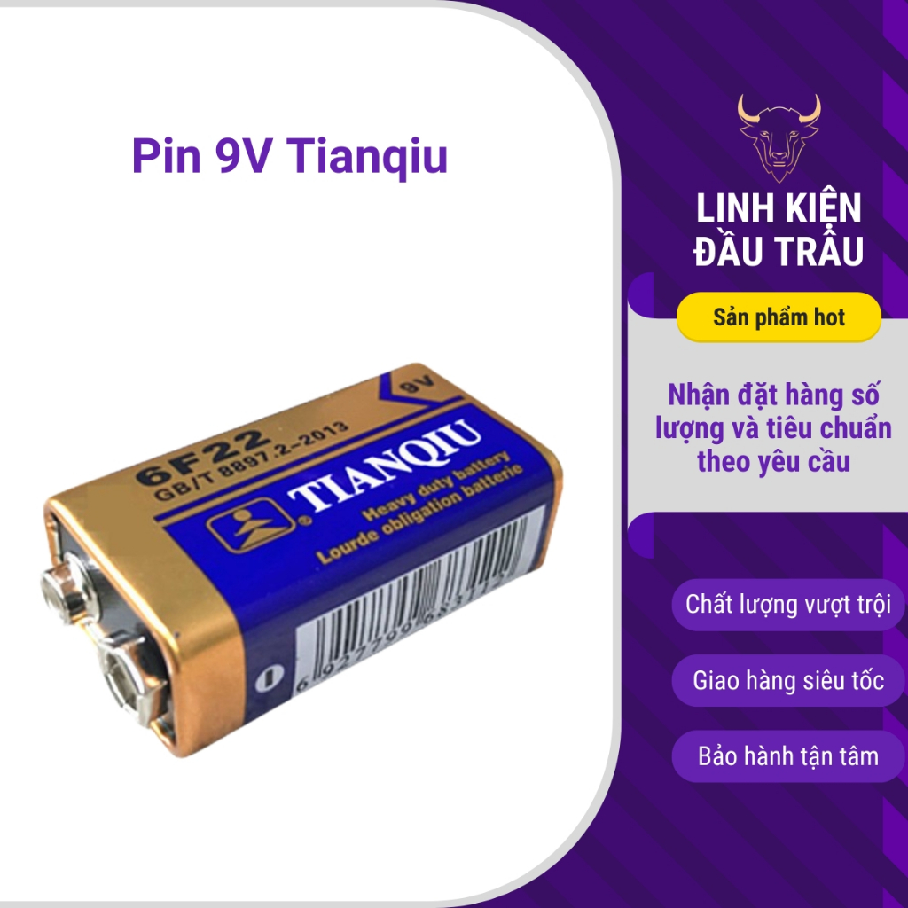 Pin 9V Tianqiu chất lượng cao Linh kiện đầu trâu | Shopee Việt Nam