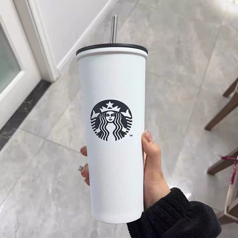 Cốc giữ nhiệt starbucks kèm ống hút inox 304 600ml cách nhiệt 2 lớp giữ ...