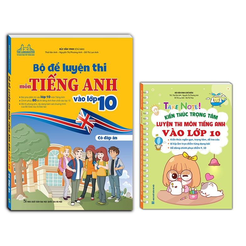 Sách - combo 2c Bộ đề luyện thi môn tiếng anh vào lớp 10+TAKE NOTE ...