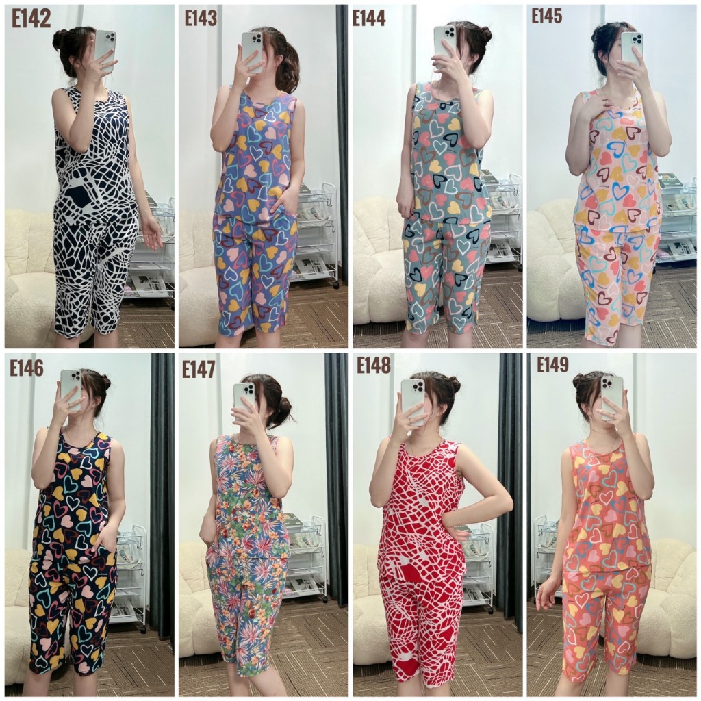 Bộ LANH LỤA ngố sát nách E142-E149 xịn đẹp | Shopee Việt Nam