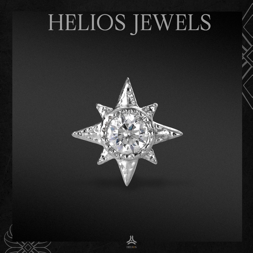 Khuyên tai bạc nam, nữ HeliSilver Lodestar S925 x Moissanite Stone ...