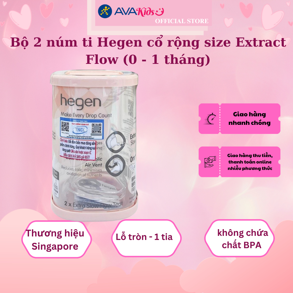 Bộ 2 núm ti Hegen cổ rộng size Extract Flow (0 - 1 tháng) | Shopee Việt Nam