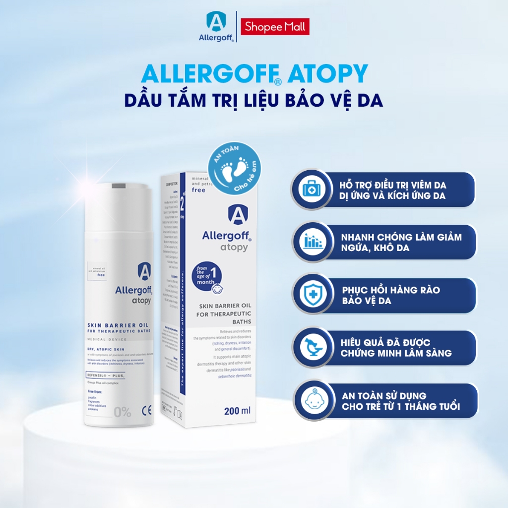 Dầu tắm chuyên biệt dưỡng ẩm, làm dịu da Allergoff® Atopy - Chai 200ml ...