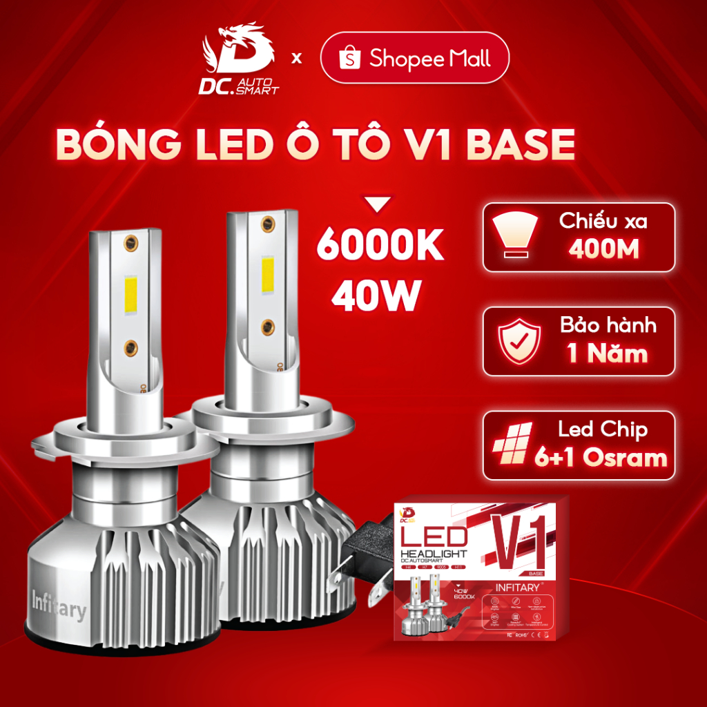 Bóng Đèn Led Headlight V1Base Cho Ô Tô Công Suất 40W Dải Màu 6000k Led ...