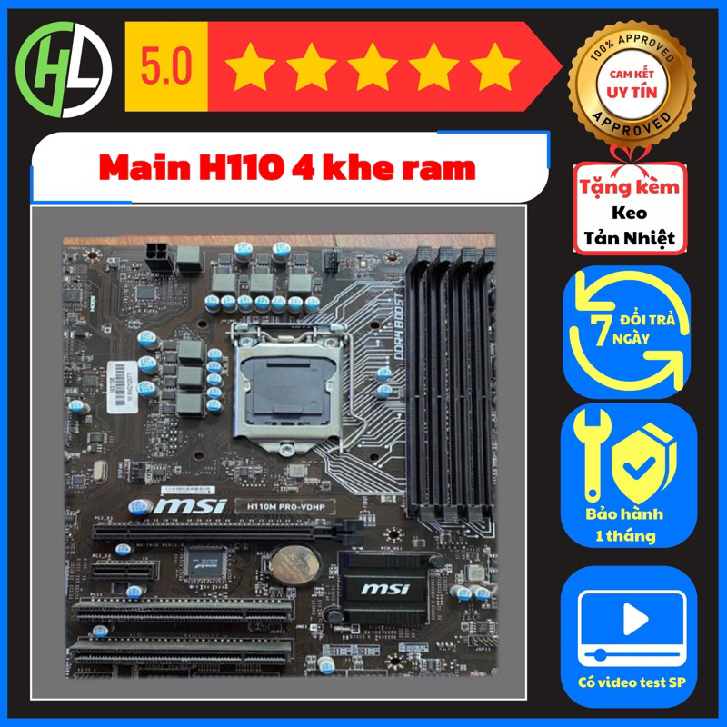 Main MSI H110M-PRO VDHP SOCKET 1151V1 4 KHE RAM GIÁ RẺ ĐỦ CHẶN TẶNG KEO ...