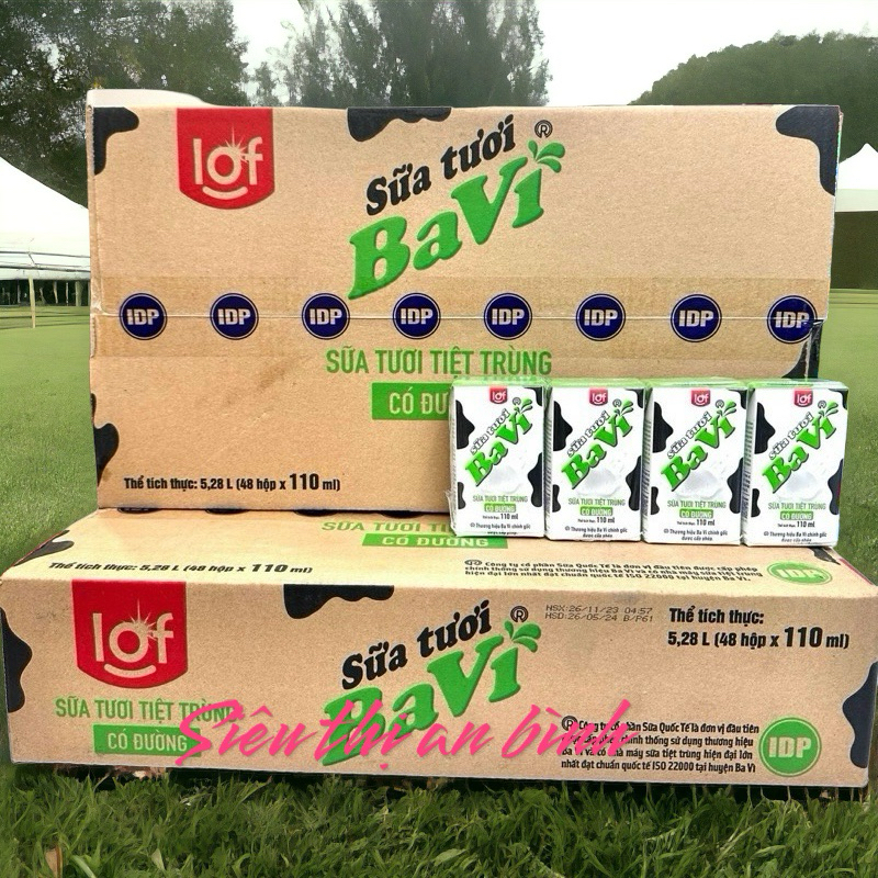 Thùng 48 hộp Ba Vì Sữa Tươi Có Đường 110ml/180ml | Shopee Việt Nam