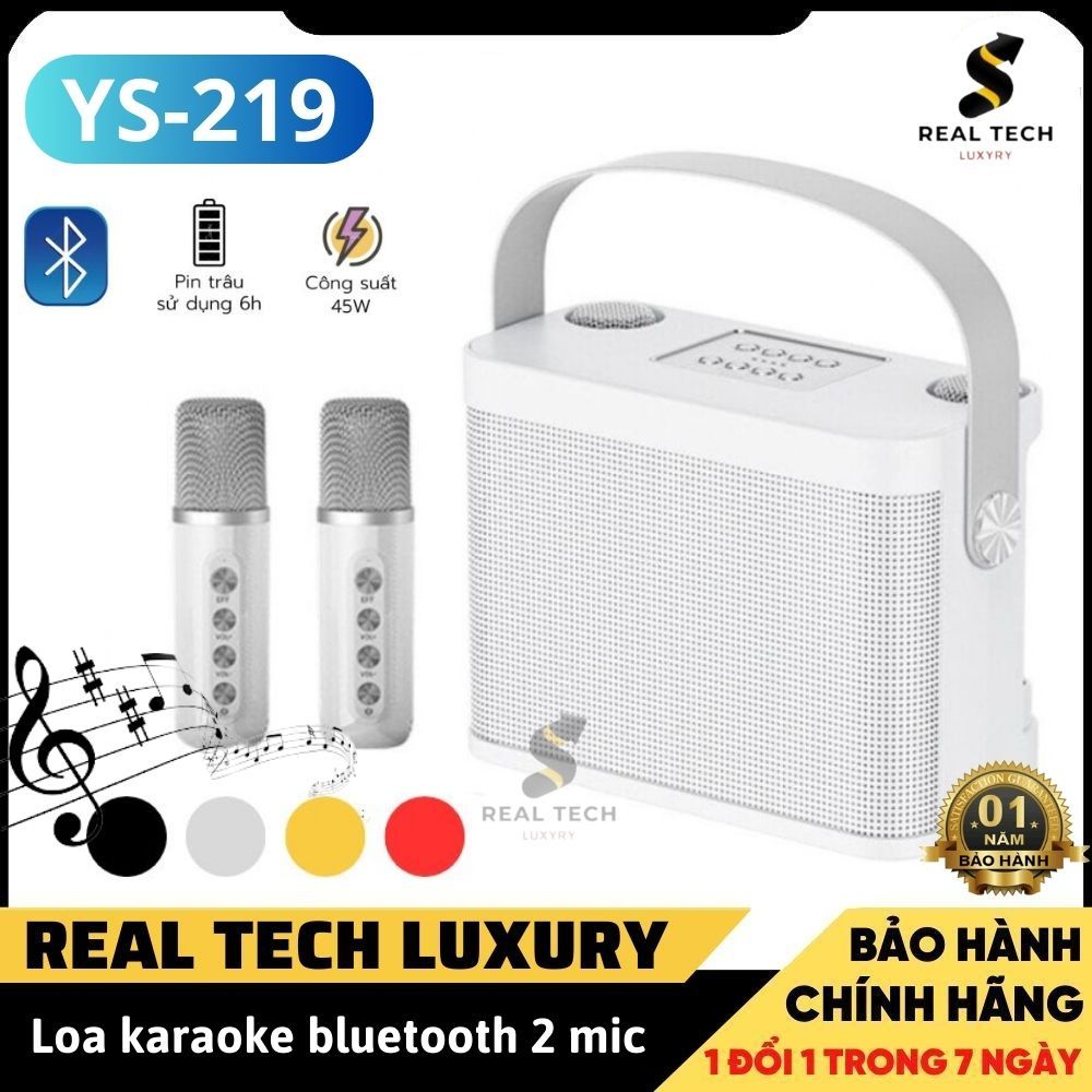 Loa karaoke bluetooth 2 mic không dây YS-219 bass mạnh âm thanh hay thiết kế hiện đại - Tặng kèm ...