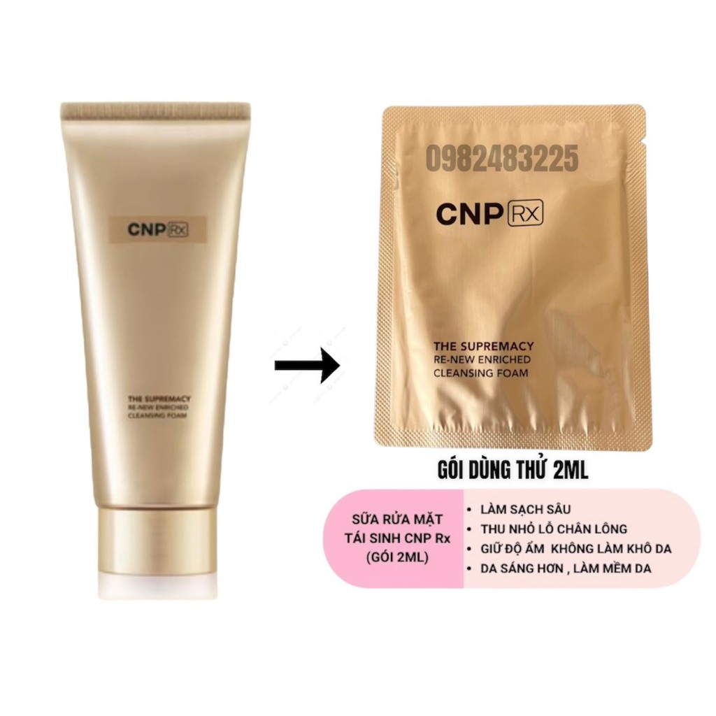 [gói 2ml] Gói sample Sữa rửa mặt CNP Rx vàng Supremacy cleansing Foam ...
