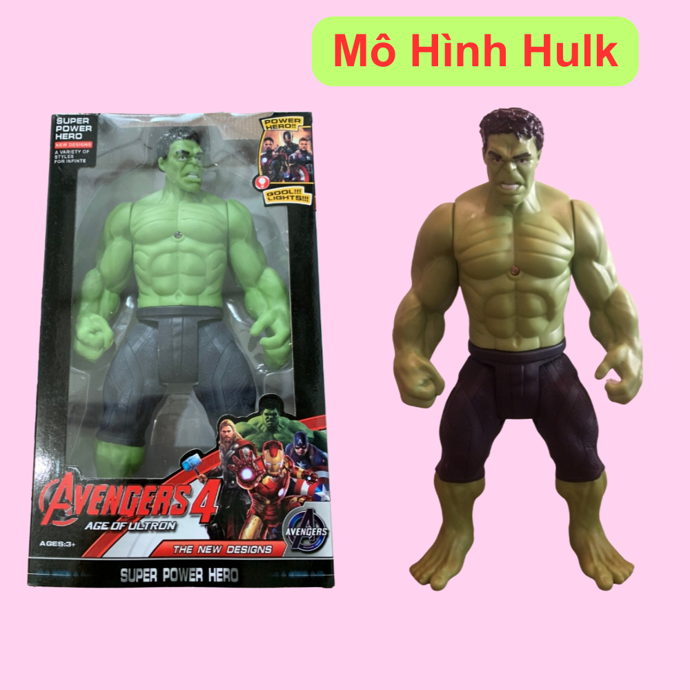 Mô hình hulk mô hình khổng lồ xanh siêu nhân cao 27cm có đèn sáng các khớp linh hoạt cho bé vui ...