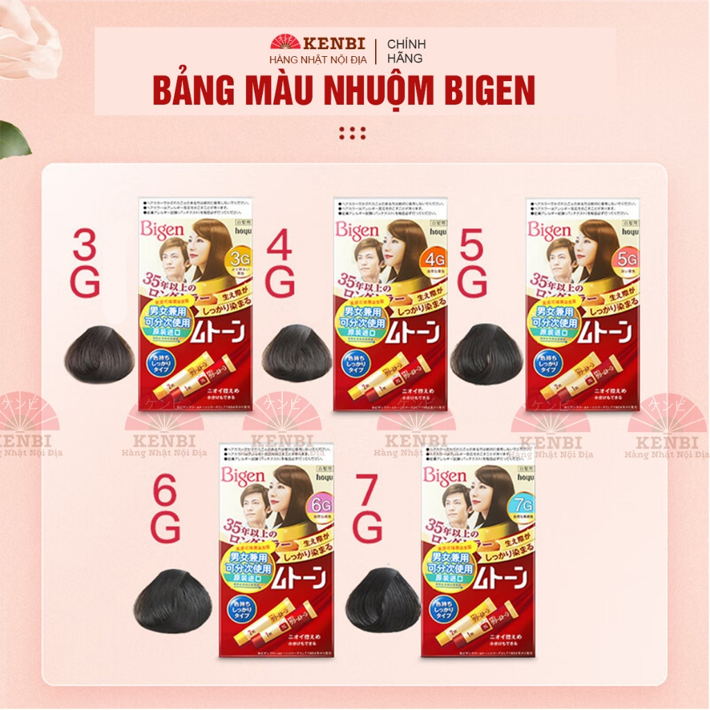 Nhuộm tóc phủ bạc BIGEN, kem nhuộm tóc thảo dược đủ 5 màu tự nhiên 3G ...