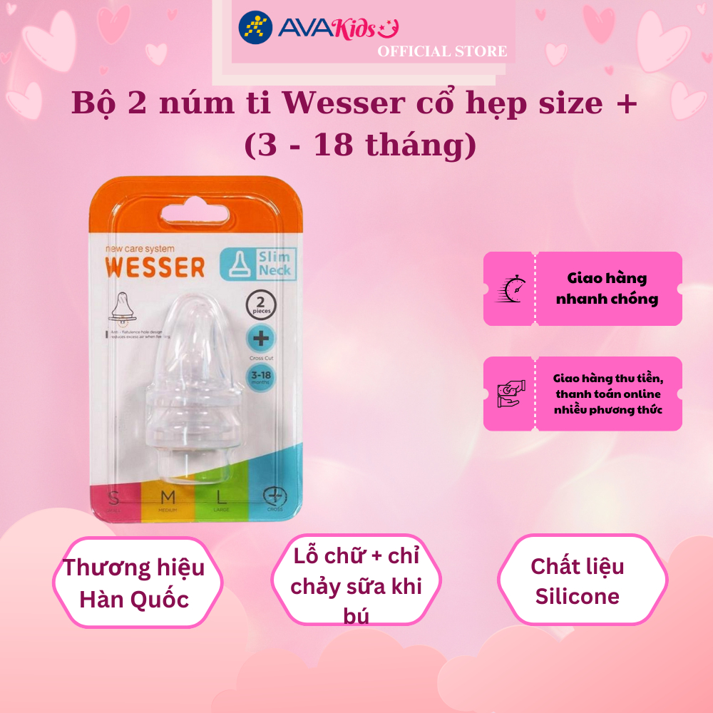 Bộ 2 núm ti Wesser cổ hẹp size + (3 - 18 tháng) | Shopee Việt Nam