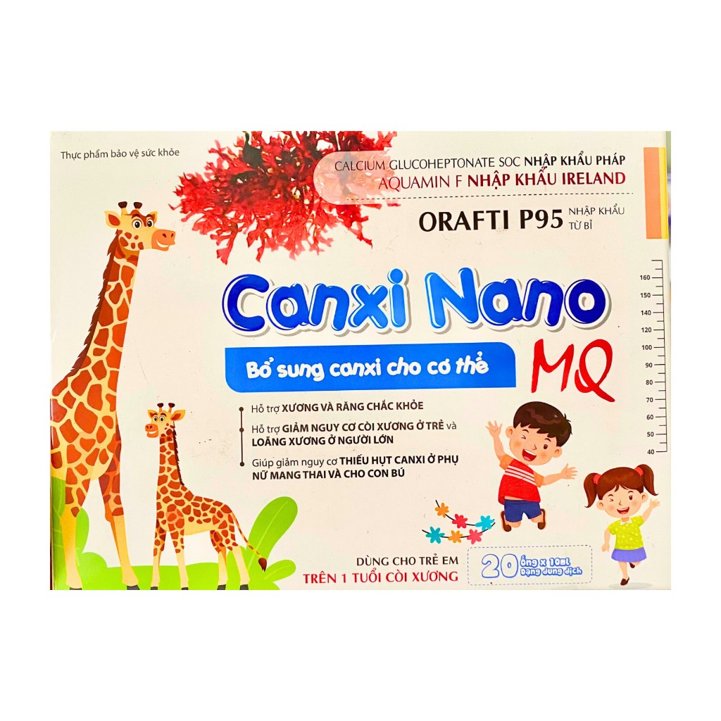 (Hộp 20 ống x 10ml) Siro ống Canxi Nano MQ bổ sung canxi cho bé mau lớn ...