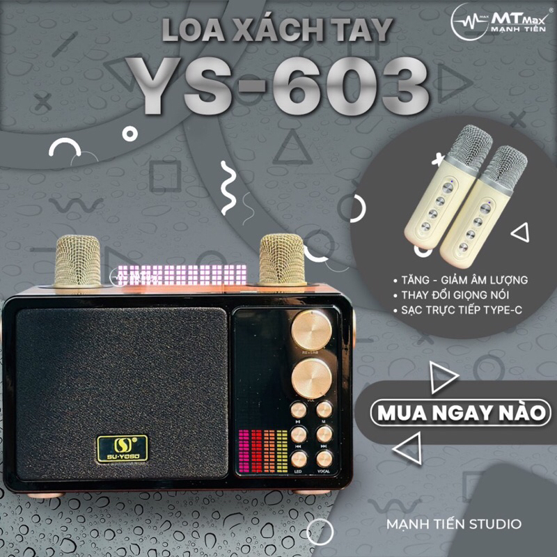 Loa Bluetooth YS-603 kèm 2 micro không dây Công suất 30W | Shopee Việt Nam