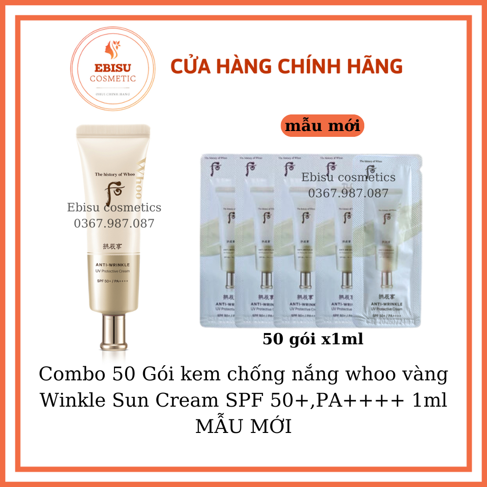 [Mới] Combo 50 gói kem chống nắng chống nhăn whoo vàng--Winkle sun ...