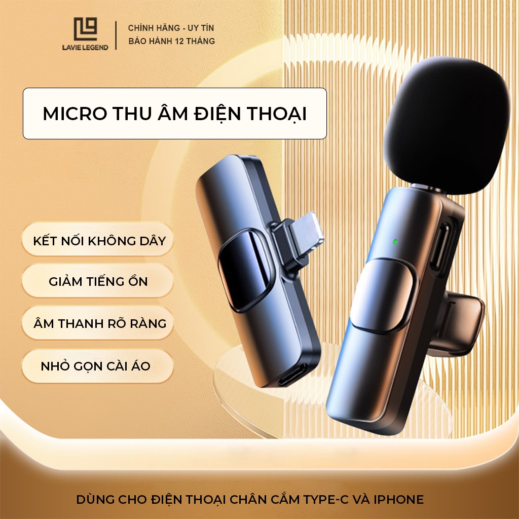 Micro Thu Âm Không Dây (1 Mic, 2 Mic) Khử Tiếng Ồn Để Livestream Ghi Âm ...