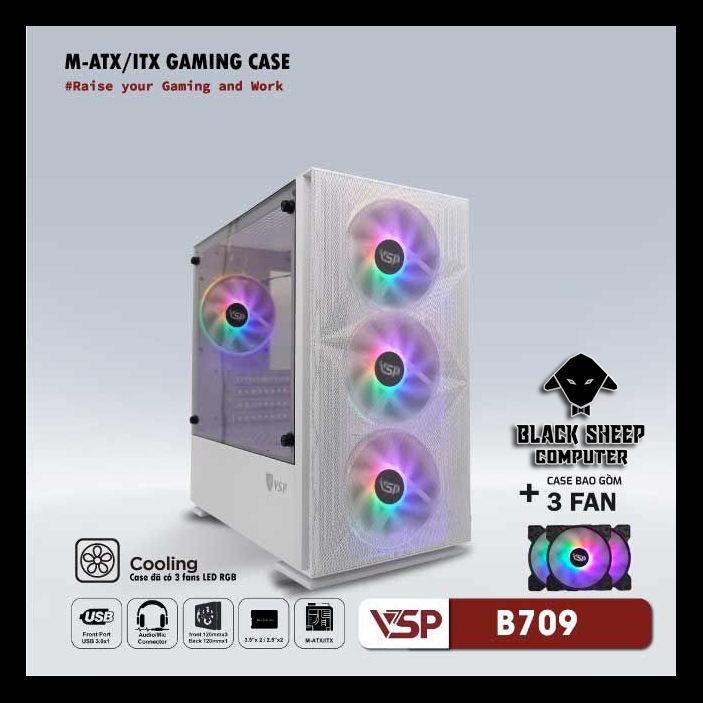 Vỏ Case VSP B709 WHITE (SẴN 3 FAN LED) | Shopee Việt Nam