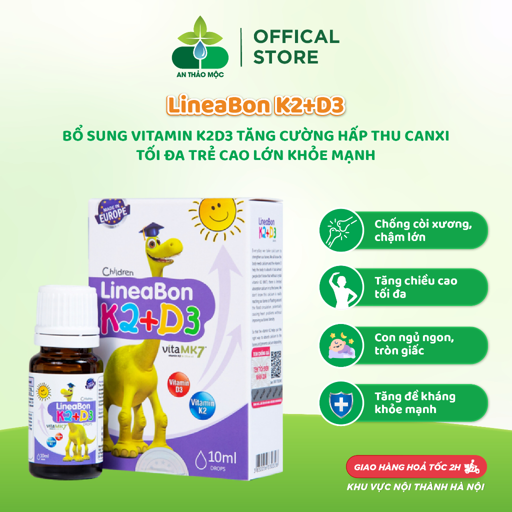 LineaBon K2+D3.Bổ Sung Vitamin K2D3 Tăng Cường Hấp Thu Canxi Tối Đa Trẻ ...