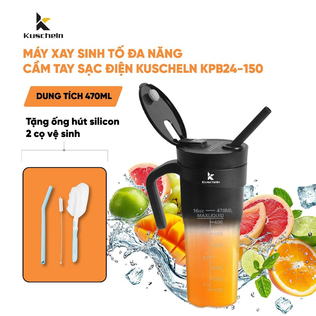 Ly xay sinh tố cầm tay KUSCHELN 470ml công suất 150W dùng pin 4000mAh ...