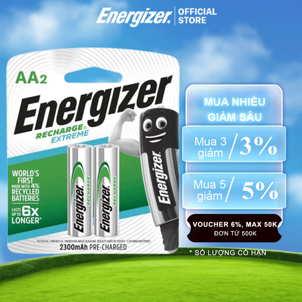 Pin sạc Energizer AA 2300mAh NH15E RP2 - Vỉ 2 viên - Hàng chính hãng ...