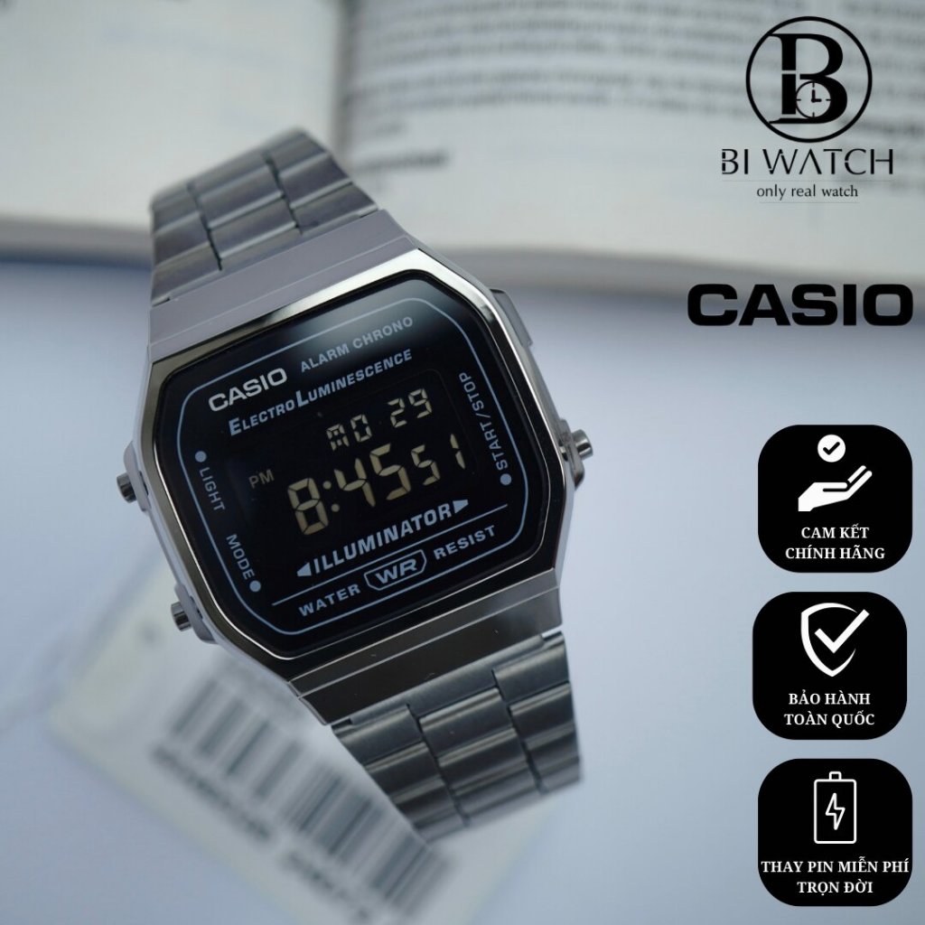 ĐỒNG HỒ NAM CASIO A168 || DÂY ION XÁM || VINTAGE || CHÍNH HÃNG | Shopee Việt Nam