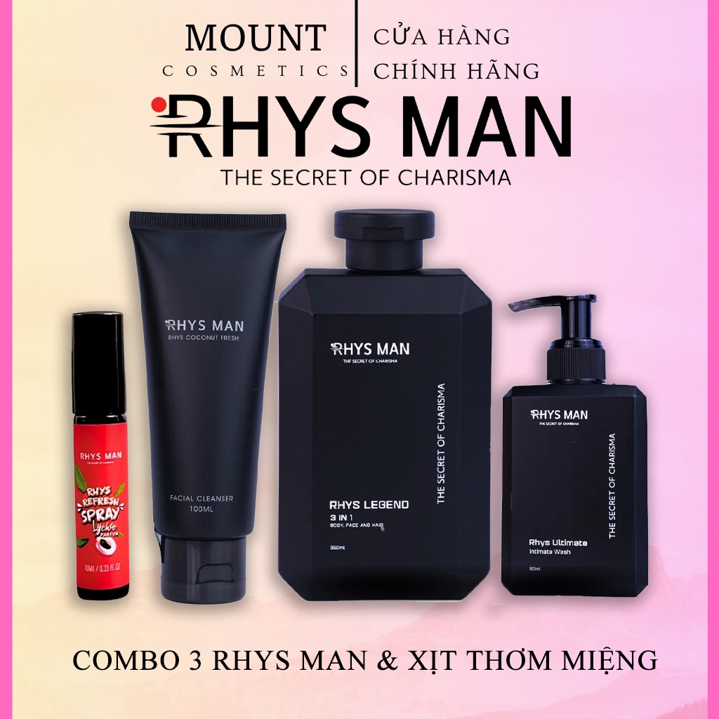 Combo Rhys man - Sữa tắm gội 350ml, DDVS 120ml và sữa rửa mặt 100ml ...