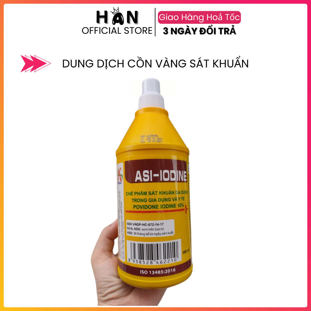 Dung Dịch Cồn Vàng Sát Khuẩn | Cồn Povidone Lodine 10% Chai 100ml 500ml ...