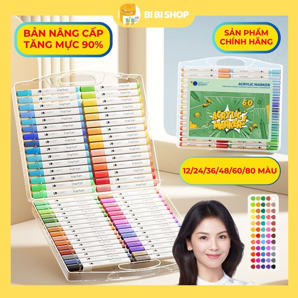 [XỊN] Bút màu ENMY Acrylic Marker 12/24/36 +80% mực vẽ trên mọi chất ...