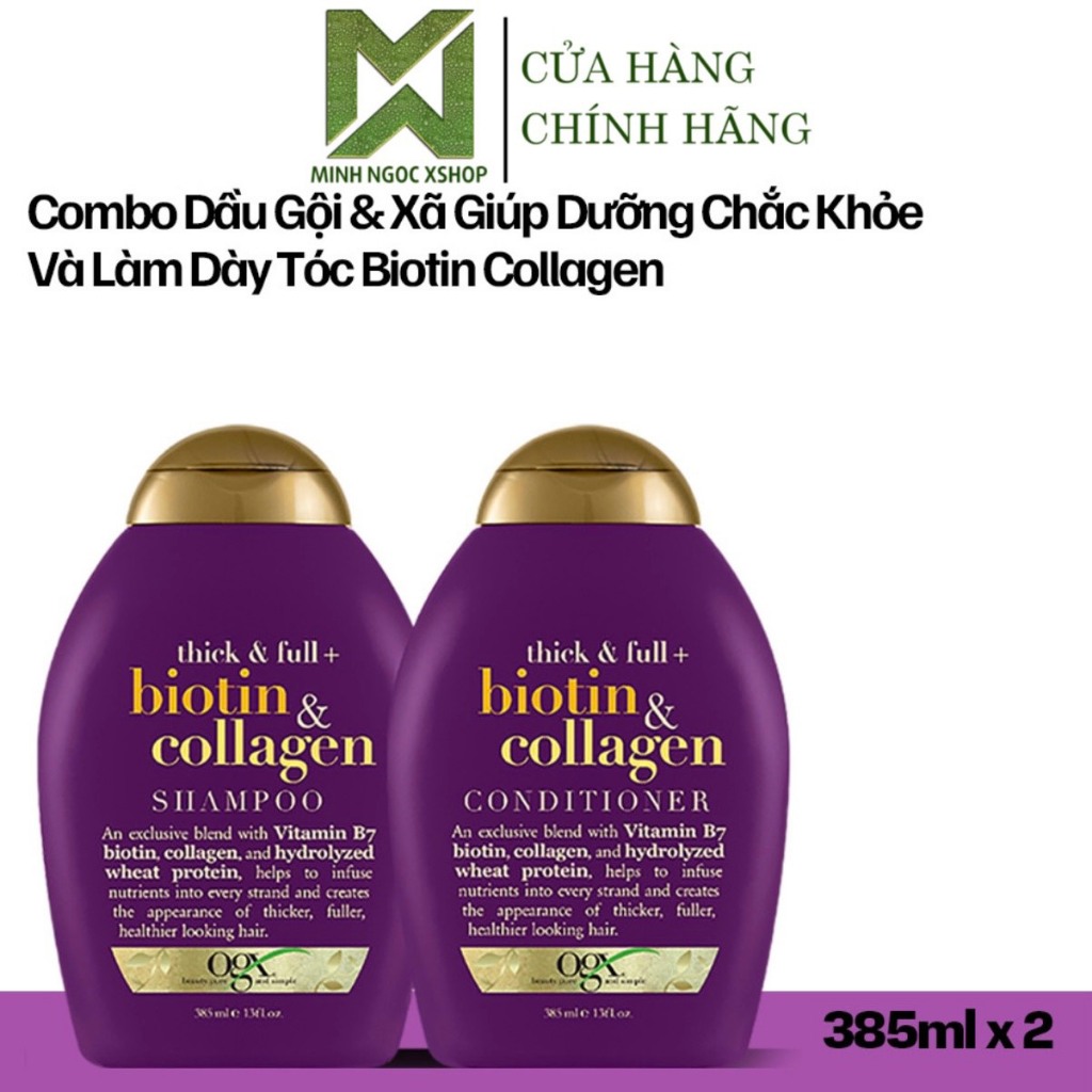 Dầu gội xả OGX Thick Full Biotin Collagen phục hồi, chống rụng, kích mọc tóc 385ML | Shopee Việt Nam