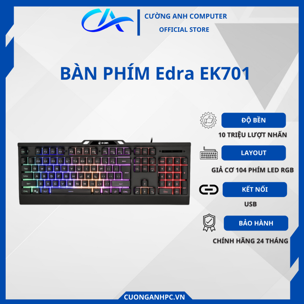 Bàn phím máy tính có dây E-DRA EK701 màu đen | Shopee Việt Nam