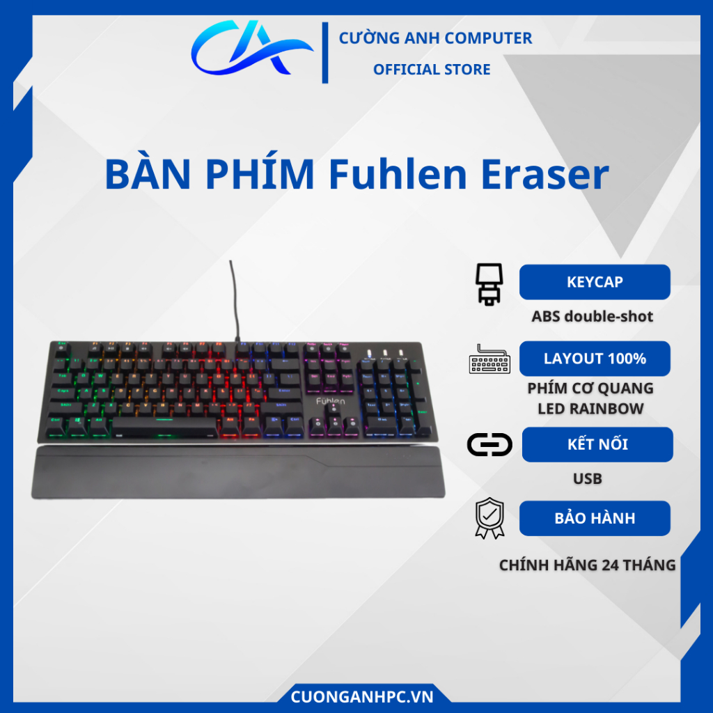 Bàn phím máy tính có dây Fuhlen Eraser màu đen chính hãng | Shopee Việt Nam