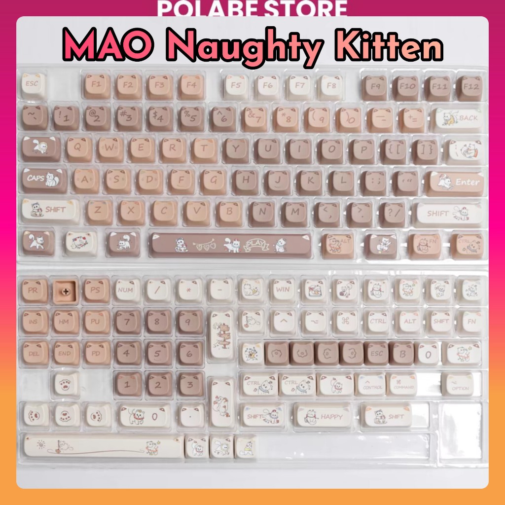 Tổng hợp Keycap MAO Naughty Kitten Chibi Cat profile bàn phím cơ Polabe ...