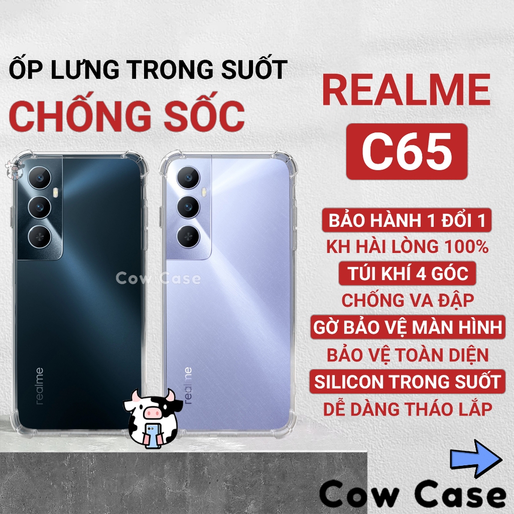 Ốp lưng Realme C65 4G Cow case trơn trong suốt | Vỏ điện thoại Realme ...