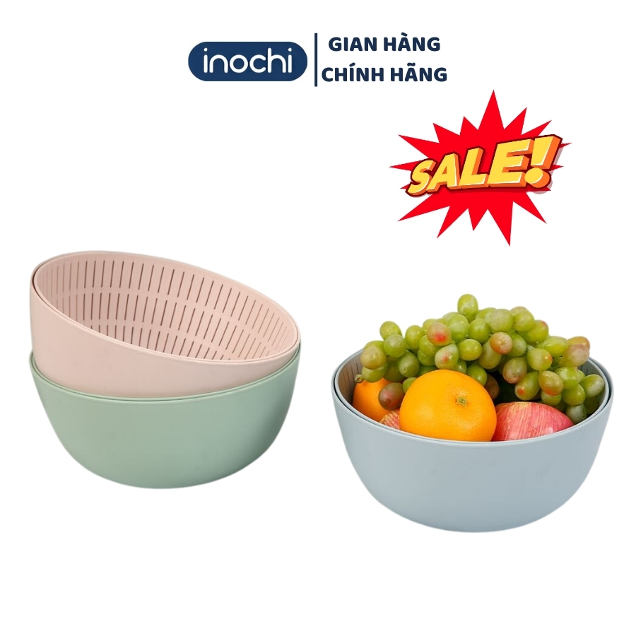 Bộ thau rổ nhựa Inochi đa năng Yoko chính hãng, rổ to kèm thau đựng rửa ...