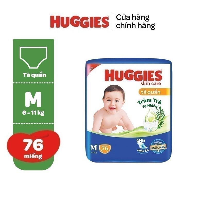 Tã quần Huggies skin care M74+8/L68+8/XL0/XXL54 huggies tràm trà ...