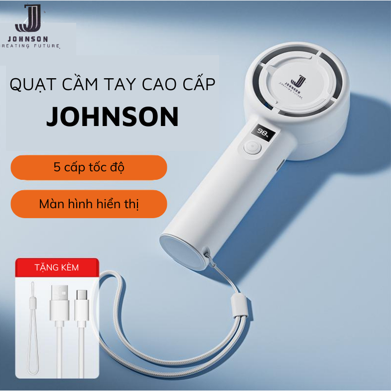 Quạt USB mini cầm tay JOHNSON tích hợp động cơ turbo với màn hình hiển ...