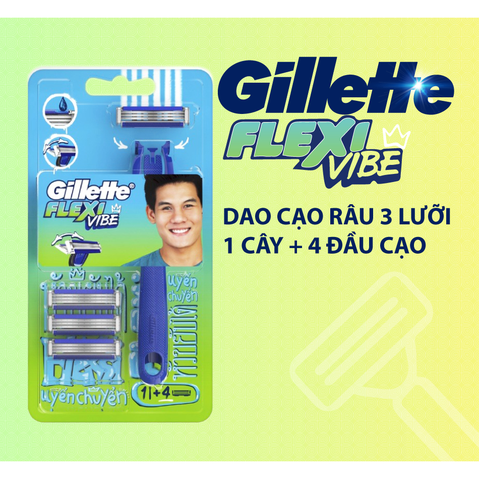 Dao Cạo Râu GILLETTE Flexi Vibe Hộp 1 Cán Dao Và 4 Lưỡi | Shopee Việt Nam