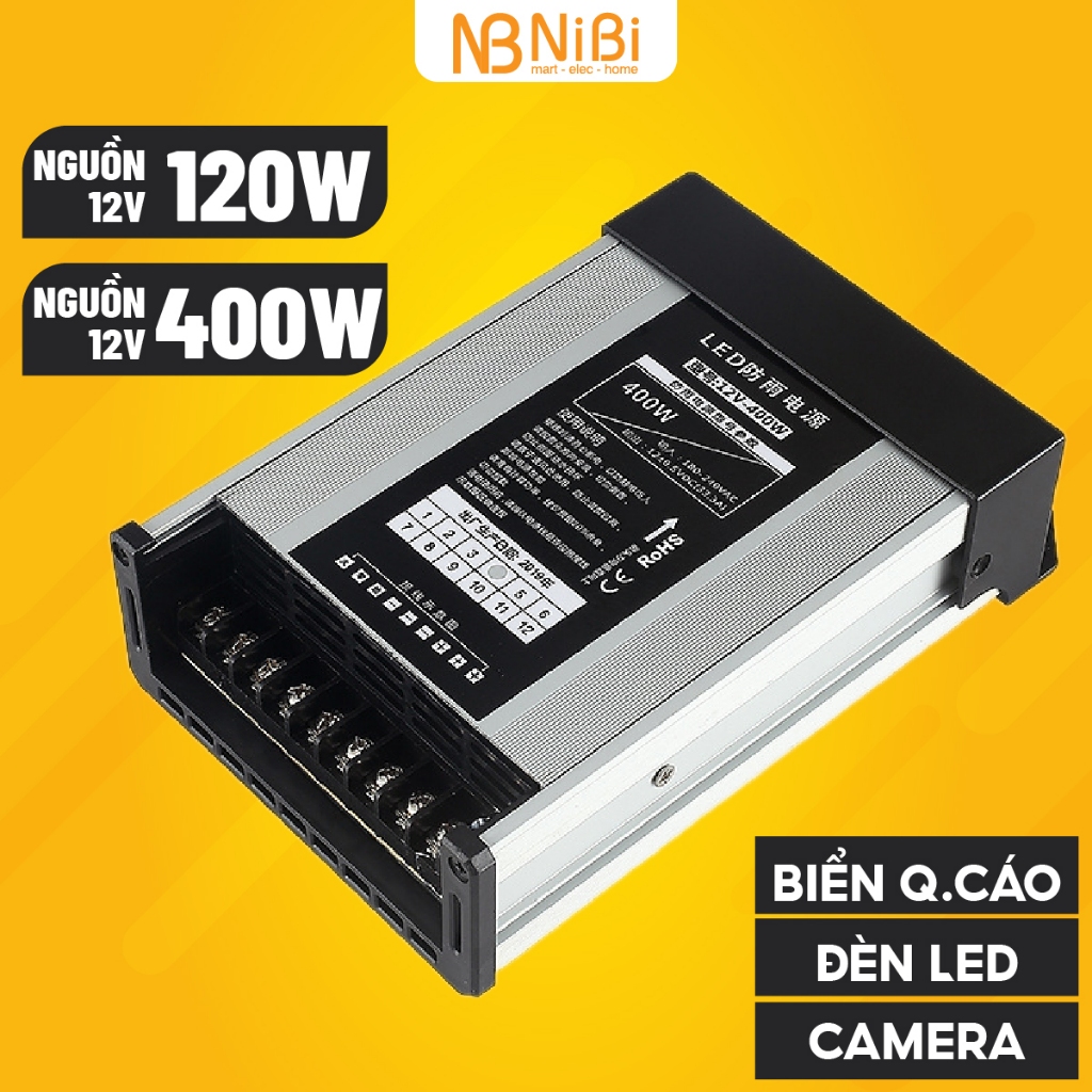 Nguồn đèn led 12V-400W, Nguồn led nguồn dẹt 12V-120W dùng cho đèn led trang trí, nguồn 12V cho ...