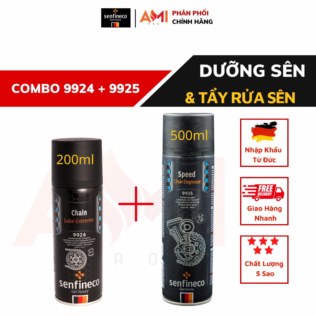 Combo Dưỡng Sên và Vệ Sinh Sên Xích Xe Máy Senfineco 9924 + 9925 | Shopee Việt Nam