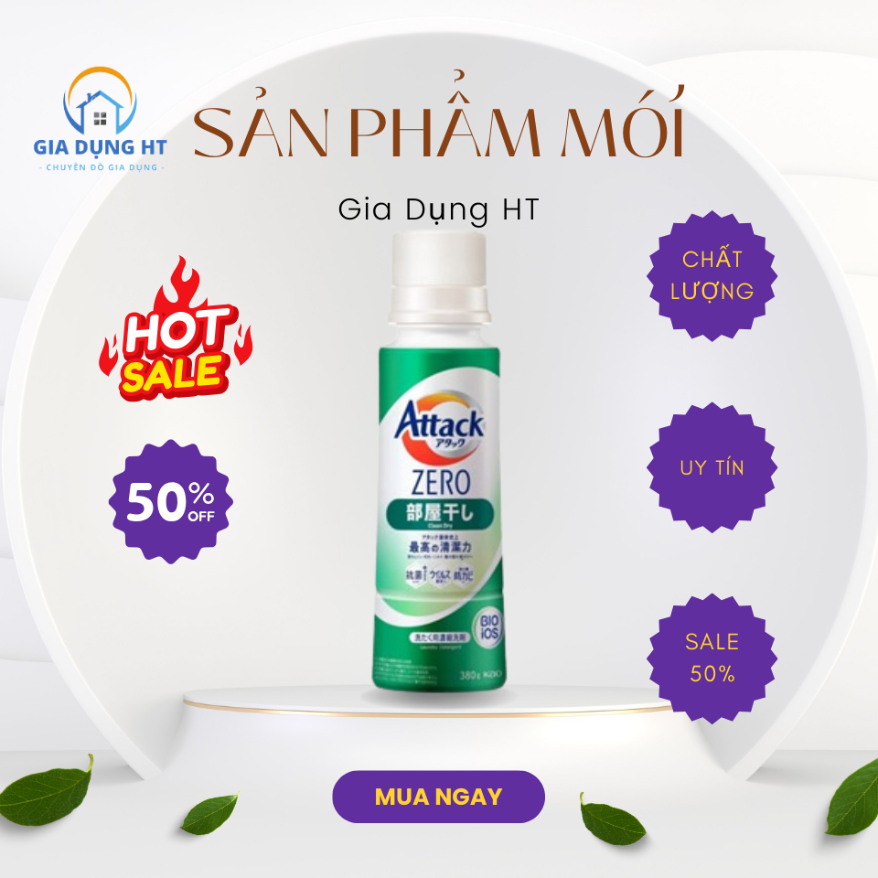Nước Giặt KAO Attack Zero Dạng Chai Siêu Cô Đặc Hương Nắng Mai Chai Tròn 580ml - Hàng Nhật Nội ...