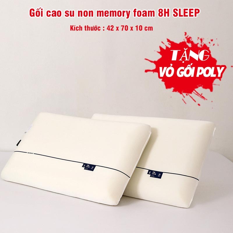 [TẶNG VỎ POLY] Gối cao su non người lớn Memory Foam 8H SLEEP cao cấp nâng đỡ cổ vai gáy chống ...