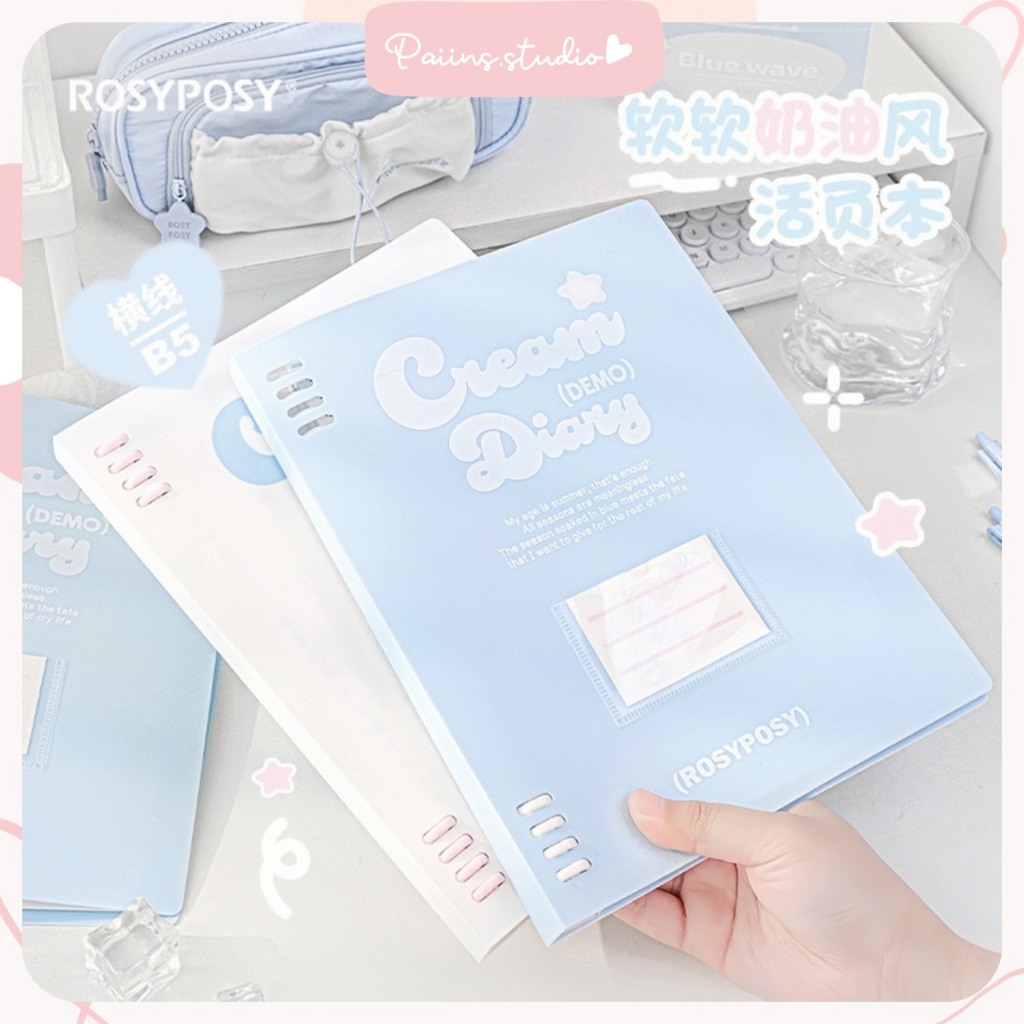 Binder bìa còng B5 Cream Diary Rosy Posy 80 trang ( tặng kèm 5 tab phân trang) | Shopee Việt Nam