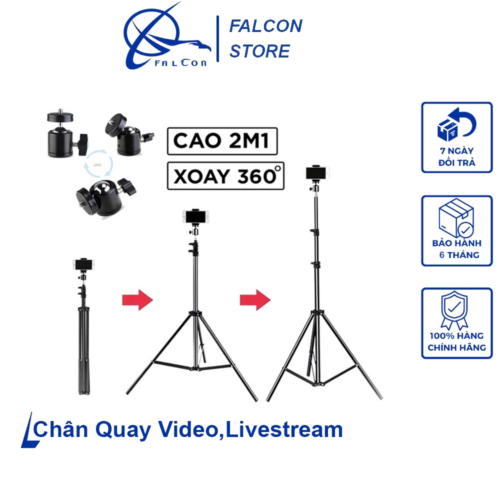 Chân Quay Video, Livestream, Chụp Ảnh, Xoay 360, Dài 2m1 ,Kèm Điều ...