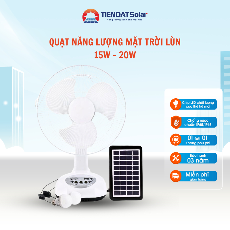 Quạt Năng Lượng Mặt Trời Lùn 16 Inch TIENDAT SOLAR TDS-138 Điều Khiển ...