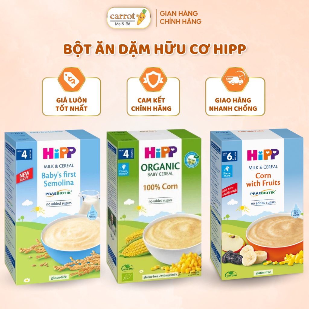 Bột Ăn Dặm Hữu Cơ HIPP, Bột Dinh Dưỡng Cho Bé Từ 4M 250G | Shopee Việt Nam