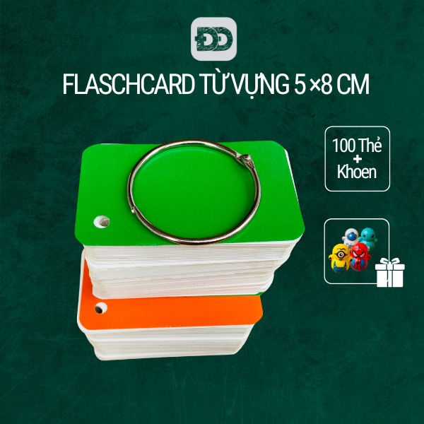 Flashcard thẻ từ vựng giấy ghi chú 5x8cm trắng kèm khoen ngoại ngữ học ...