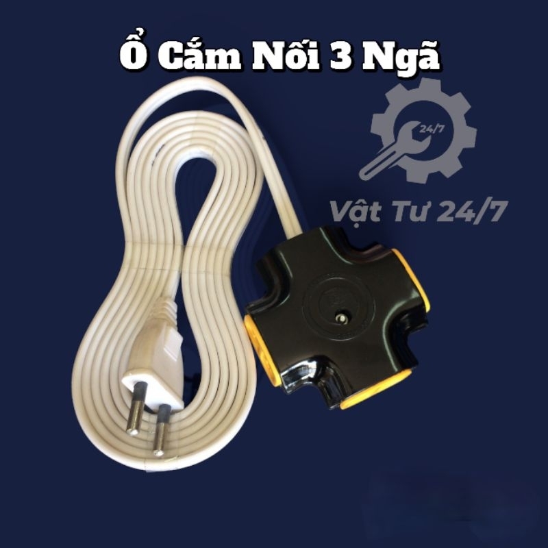 Ổ cắm nối dài 3 hướng chia 3 ngã dây bằng nhựa chống cháy phíp đồng công suất 2000w dây kéo dài ...