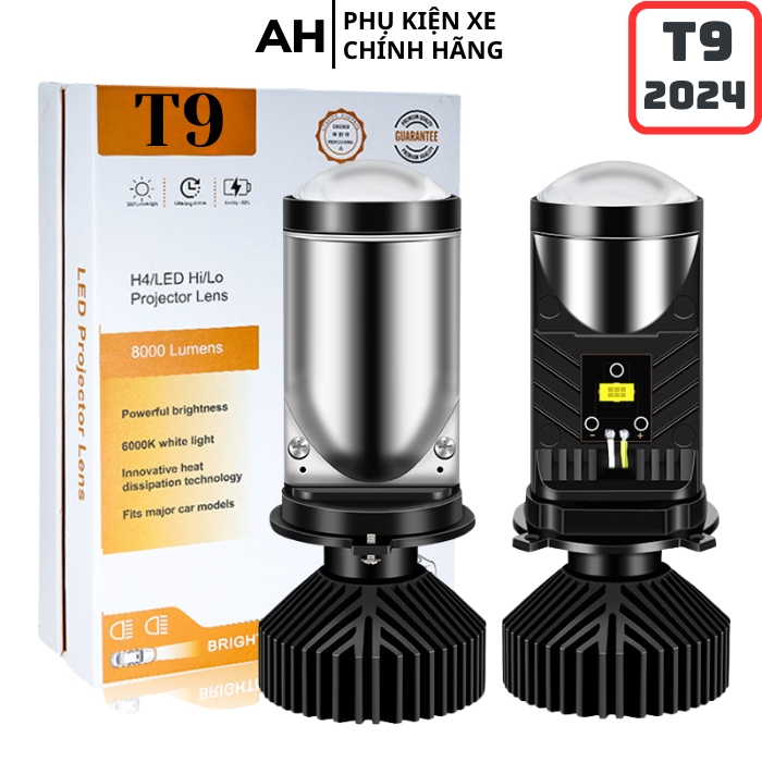 Đèn Pha T9 Led Bi Cầu T9 Led Đèn Pha XE Máy Oto Chân H4 Cắt Sáng Chống Chói Điện 12-24v Bảo Hành ...