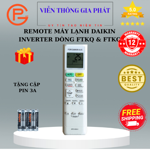 REMOTE MÁY LẠNH DAIKIN INVERTER DÒNG FTKQ & FTKC ARC480A1 ARC480A33 ...