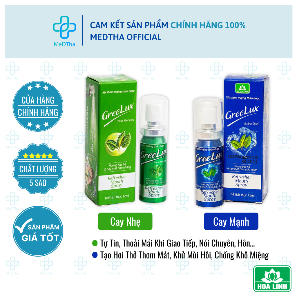 Xịt thơm miệng Greelux - Tạo hơi thở thơm mát, khử mùi hôi, chống khô ...