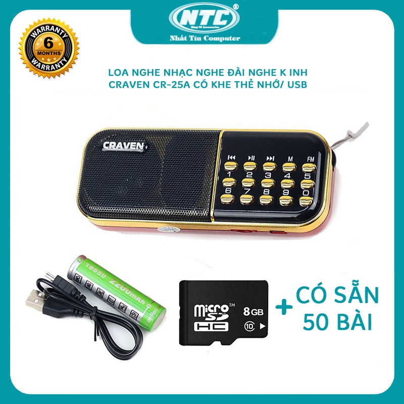 Loa đa năng Craven CR-25A có khe Thẻ nhớ/ USB / FM - dung lượng pin ...